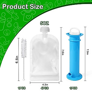 BABORUI Reusable Baby Food Pouches Filler Kit, Portable Baby Food Pouches Refillable Kit for Applesauce Yogurt Smoothie, Baby Food Maker with 4pcs Reusable Pouches for Toddlers Baby