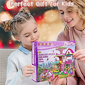 HOGOKIDS Tree House Building Toy with LED Light - 613PCS STEM Treehouse Girl Building Block Set with Fountain Animals, Birthday Gifts for Girls Boys Kids Ages 6 7 8 9 10 11 12+