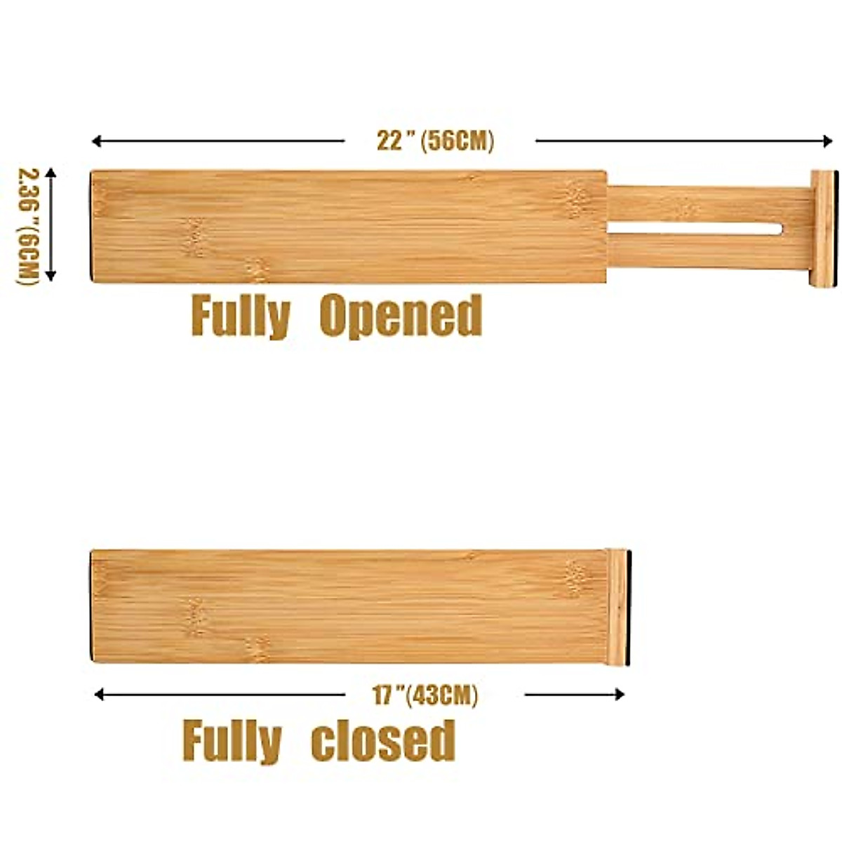 4 Pack Bamboo Drawer Dividers Kitchen Drawer Organizers-Adjustable from 17-22 Inch, Clothes Fabric Drawer Organizer Expandable Drawer Organization Separators for Bathroom Bedroom Office Dresser Desk