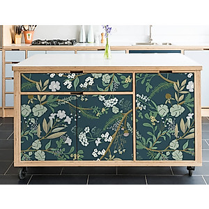 Guvana Floral Peel and Stick Wallpaper Leaf Wallpaper Green Leaves Contact Paper Flowers Self Adhesive Wallpaper DIY Removable Contact Paper Vintage Wallpaper for Bedroom Livering Decor 118"x16.2"