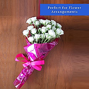 FIESTA WRAPS 200 ft Pink Cellophane Wrap Roll (16 in x 200 ft) - Cellophane Wrap Pink - Pink Clear Wrap - Cellophane Roll Pink - Pink Cello Wrap - Colored Cellophane Roll - Pink Transparent Paper