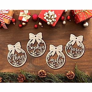 Wooden Personalized Christmas Ornaments with Name Family Christmas Ornaments for Kids Christmas Ball Ornaments Christmas Tree Ornaments Christmas Balls Custom Christmas Ornament with Name