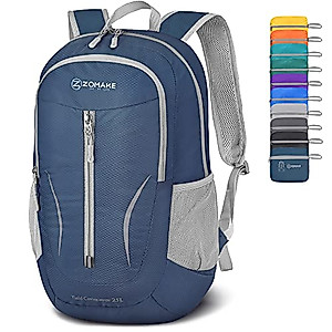 ZOMAKE Ultra Lightweight Packable Backpack 25L - Foldable Hiking Backpacks Water Resistant Small Folding Daypack for Travel(Navy Blue)