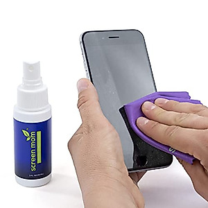 Screen Mom Screen Cleaner Kit for Laptop, Phone Cleaner, iPad, Eyeglass, LED, LCD, TV - Includes 2oz Spray and 2 Purple Cleaning Cloths