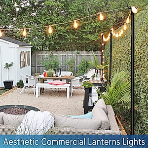 APEX LIFE String Light Poles for Outdoor Deck or Patio | 2 Pack 9FT | Black Powdered Steel Pole for Lights 5-Prong + Flat Base Options | Great for Wedding Garden Cafe Party Backyard