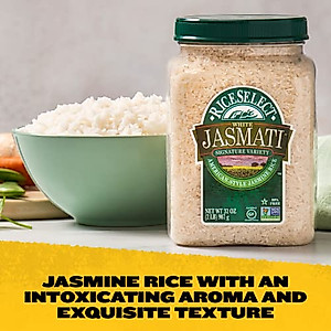 RiceSelect Jasmati Rice, Long-Grain Jasmine Rice, Premium Gluten Free Rice, Non-GMO, 32 Ounce Jar