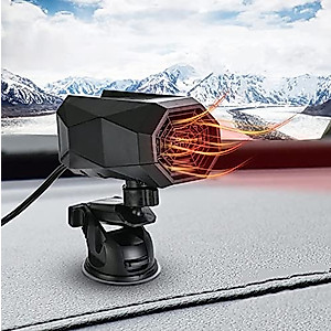 Portable Car Heater, Auto Heater Fan, Car Defogger, Fast Heating Quickly Defrost Defogger 12V 150W Auto Ceramic Heater Fan 3-Outlet Plug in Cig Lighter(Black).