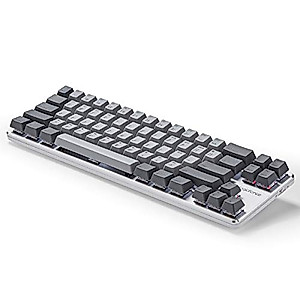 Qisan Mechanical Keyboard Gaming Keyboard Blue Switch Wired/Wireless Bluetooth Keyboard 68-Keys Mini Design(60%) Gateron Switch PBT Keycaps Grey Combo Color for Gaming/Office