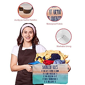 Storage Basket,Summer Ocean Quotes with Starfish Collapsible Storage Bin with Handles Waterproof Foldable Cube Bins Chic Wooden Board Large Organizer Baskets for Shelves Closet Nursery