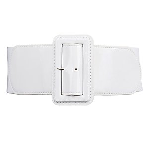 Hanna Nikole Womens Wide Elastic Waist Belt Cinch Belt Trimmer Stretch Waistband White XL