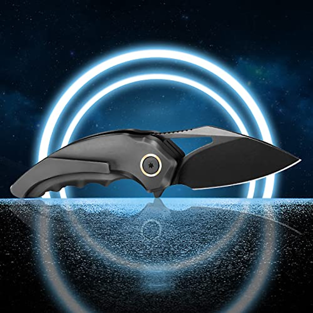 YF SMART Folding Utility Pocket Knife with 2.6" Black Stainless Steel Blade and Durable Anodized Alumina Handle EDC Knife,SpeedSafe Assisted Opening - Everyday Carry