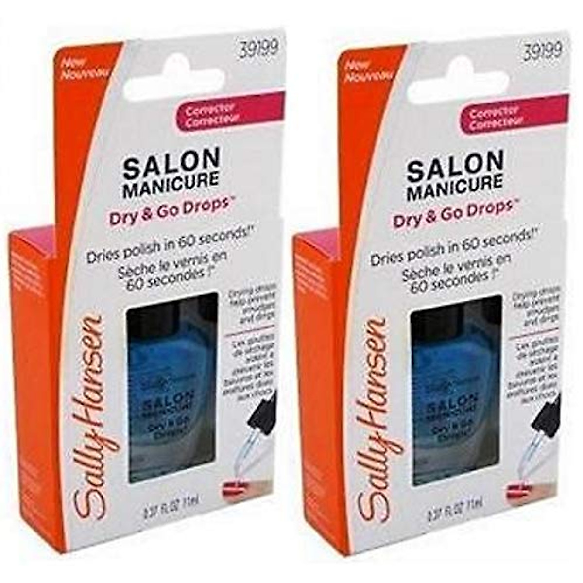SALLY HANSEN SALON MANICURE DRY AND GO DROPS #39199 (0.37 fl. Oz/11 ml) Each Bottle (PACK OF 2)
