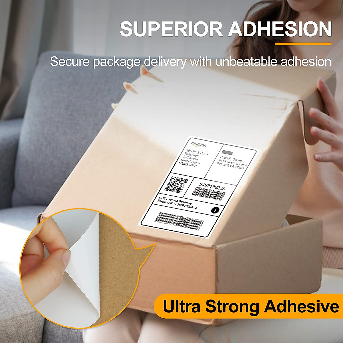 4x6 Thermal Labels, 500Pcs Shipping Labels for Printer, QNCZ Fanfold Commercial Grade Direct Thermal Printer Paper for Rollo Label Printer and Zebra