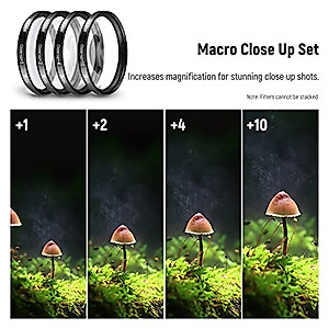 NEEWER 58mm Lens and Filter Set: Wide Angle/2.2X Telephoto Additional Lens for 18mm-85mm APS-C Lens, (+1+2+4+10) Close Up Macro/ND/UV/CPL/FLD Filters for Camera Lens with ⌀58mm Thread