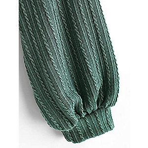 ZAFUL Women V Neck Satin Pleated Top Lantern Sleeve Drawstring Ruched Tunic Shirt Slim Crop Blouse