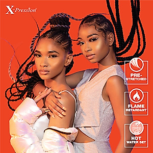 Sensationnel X-pression prestretched braiding hair - 3x braid 58 inch all kanekalon flame retardant synthetic braid for box braids and twists (1 pack, 1B OFFBLACK)