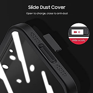 LEKEVO for iPhone 14 Pro Max Case, Soft Silicone Edges + Hard Clear Back Cover, w/Dust Cover & Screen & Camera Lens Protector, Slim Shockproof Phone Case, Black