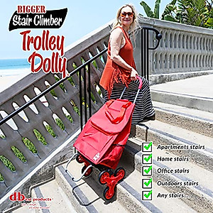 dbest products Stair Climber Bigger Trolley Dolly Shopping Cart, Red Shopping Grocery Foldable Cart Condo Apartment