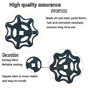 Outdoor Faucet Handle Compatible with Danco 10006,Water Spigot Hose Bibb Round Wheel Handle Replacement Parts with Universal Fit Design Adapter and Screws,0.26'' Square Hole Lever Hose Bib Handle