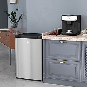 HOMCOM Upright Freezer, 3.0 Cubic Feet Compact Mini Freezer with Reversible Single Door and Adjustable Thermostat, Small freezer for Home, Dorm, Apartment, Home Office, Silver