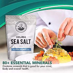 AVA JANE'S KITCHEN - Colima Sea Salt Unrefined Hand Harvested - 100% all Natural Organic Sea Salt, Gourmet Grade, Coarse Grain, Non GMO's Kosher Salt, 8oz