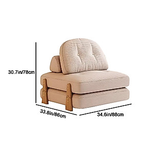 zxhrybh Convertiblelazy Sofa, Folding Floor Sofa, Single Reading Chair for Bedroom, for Compact Living Spaces, Apartment, Dorm, Studio(White)