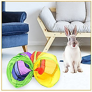 Bunny Hideout, Rabbit Tunnels and Tubes, 3 Pack of Grass Balls - Collapsible Hideaway Small Animal Activity Tunnel Toys for Chinchillas Ferrets Guinea Pigs Gerbils Hamsters Rats, Size - 47 x 10 in