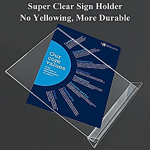 Acrylic Sign Holder 8.5 x 11 Vertical Double-Sided Flyer Display Stands, Plastic Table Menu Stand, Clear Picture Paper Frames for Office Home Store Restaurant 6Pack