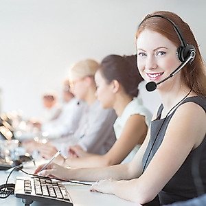 Wantek Phone Headset for Office,2.5mm Headset for Call Center,Compatible with Cisco IP 7985,Polycom IP320,Grandstream GXP-2010,Panasonic KX-NT136,Gigaset C610,Dual