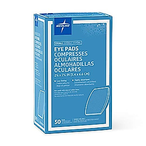 Medline Eye Pad, Sterile, Soft, Non Woven, Absorbent, Reduced Linting, Large, 2 1/8" x 2 5/8" (Pack of 50)