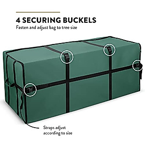 ZOBER Extra Wide Opening Christmas Tree Storage Bag - Fits Up to 9ft. Tall Artificial Disassembled Trees, Durable Straps & Reinforced Handles - Holiday Xmas, 600D Oxford Duffle Bag - 5-Year Warranty