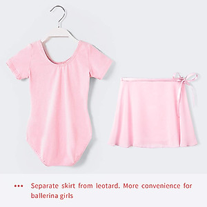 Stelle Ballet Leotards for Girls Dance Dress Outfit Combo with Skirt and Tights (Ballet Pink-Adjustable Tie, 90)