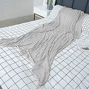 Lightweight Cooling Summer Throw Blanket, 100% Bamboo Fiber Made, Silky-Soft Smooth Knit Throws for Sofa/Bed/Travel, 47”X70”