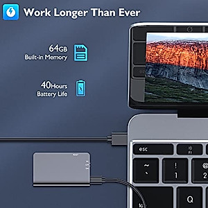 Magnetic 64GB Digital Voice Recorder with Playback - 40 Hours Long Battery Voice Activated Mini Audio Recording Device