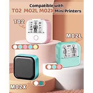 T02 Mini Sticker Printer Thermal Paper, M02L White Non-Sticky Paper, Compatible With Memoking, Memoqueen, Phomemo T02 Pocket Printer, Black On White Paper, 53mm x 3.5m, 3 Rolls, Keep for 10 Years