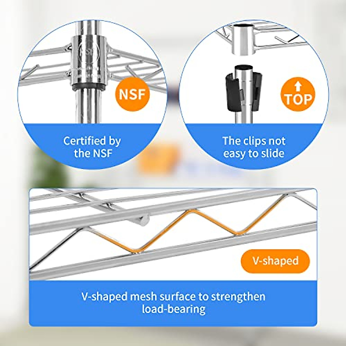 Wire Shelving Unit Metal Shelf Organizer Heavy Duty Wire Rack Storage Unit Rack Utility for Bathroom Office Kitchen (Chrome, 14" D x 24" W x 60" H)