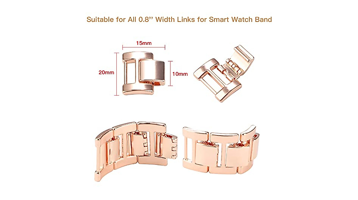 WONMILLE Rose Gold Watch Band Extensions - Easy Fit for All 20mm Chains