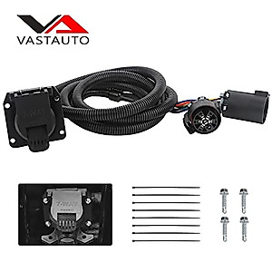VASTAUTO 56070 7-Foot 7-Pin Trailer Wiring Harness Extension with Connector for Vehicle-Side Truck Bed,Fit for Chevy Dodge Ram GMC Ford Toyota Nissan