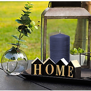 Hyoola Brushed Metallic Pillar Candles - 6 Pack - Navy Blue Pillar Candles - European Made Decorative Pillar Candles - 2.4 Inch x 4 Inch