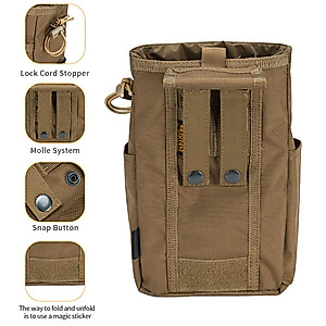 EXCELLENT ELITE SPANKER Molle Dump Pouch Drawstring Magazine Utility Pouch Folding Dump Waist Bag(Coyote Brown)