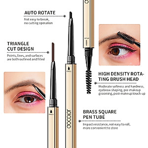 Docolor Makeup Micro Brow Pencil, Definer Eyebrow Pencil,Dual-Sided,Ultra-Fine Mechanical Pencil, Soft Brown and Black,2 Count