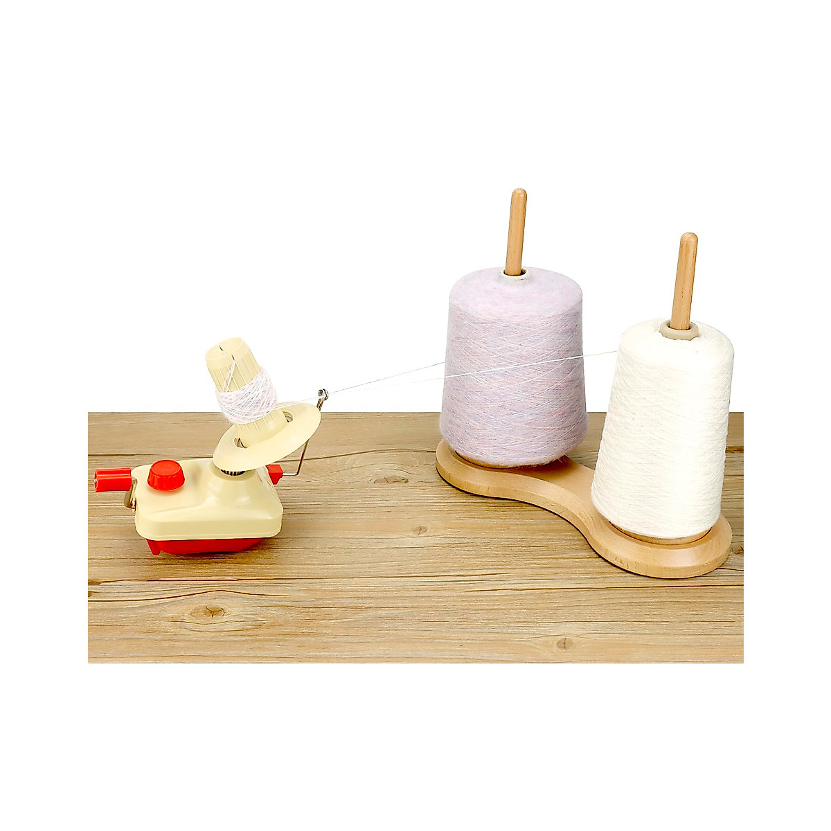 QWORK Weighted Double Yarn Ball Holder - Advanced Metal Twirling Mechanism - Knitting Crochet Spindle Dispenser for All Yarn Types