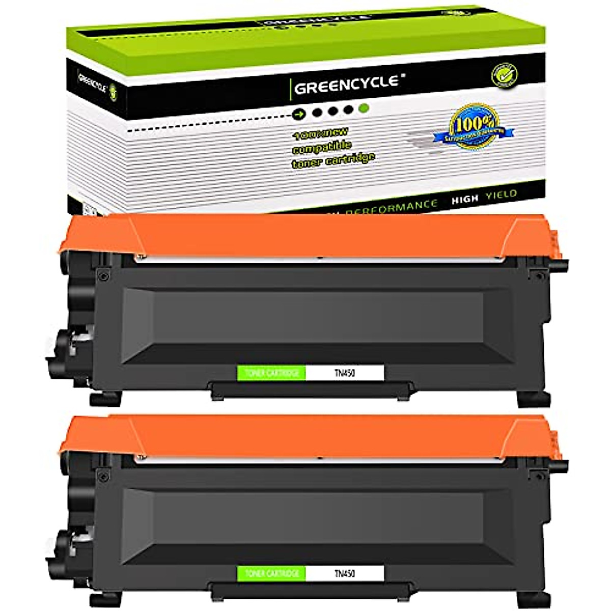 Greencycle black Compatible Toner Cartridge Replacement for Brother TN450 TN420 TN-450 TN-420 use with HL-2270DW HL-2280DW HL-2230 HL-2240 MFC-7360N MFC-7860DW DCP-7065DN Intellifax 2840 2940 (2 Pack)