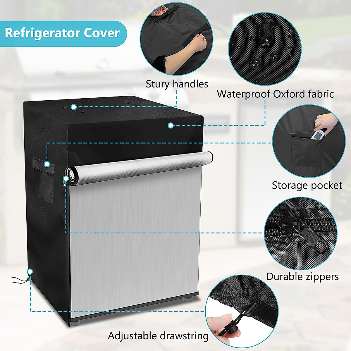 MUTUSHI Outdoor Upright Freezers Cover for 3.0 Cubic Compact Mini Freezer Waterproof & Dustproof Freezers Cover with Double Zipper for Protecting Upright Freezers (22" W x 23" D x 34" H, Black)