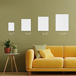 PHOENIX 24 Pack Canvases for Painting - 5x7, 8x10, 9x12, 11x14 Inch, 8 Oz Triple Primed 100% Cotton Flat Canvas Boards White Blank Canvas Panels Multi Size Bulk Pack for Acrylic & Oil Paints