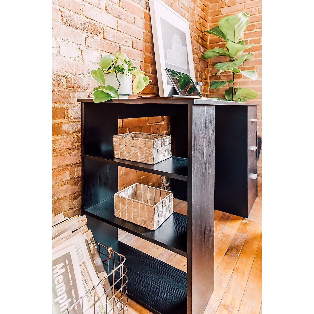 OneSpace Monroe 3 Shelve Computer Desk, Black