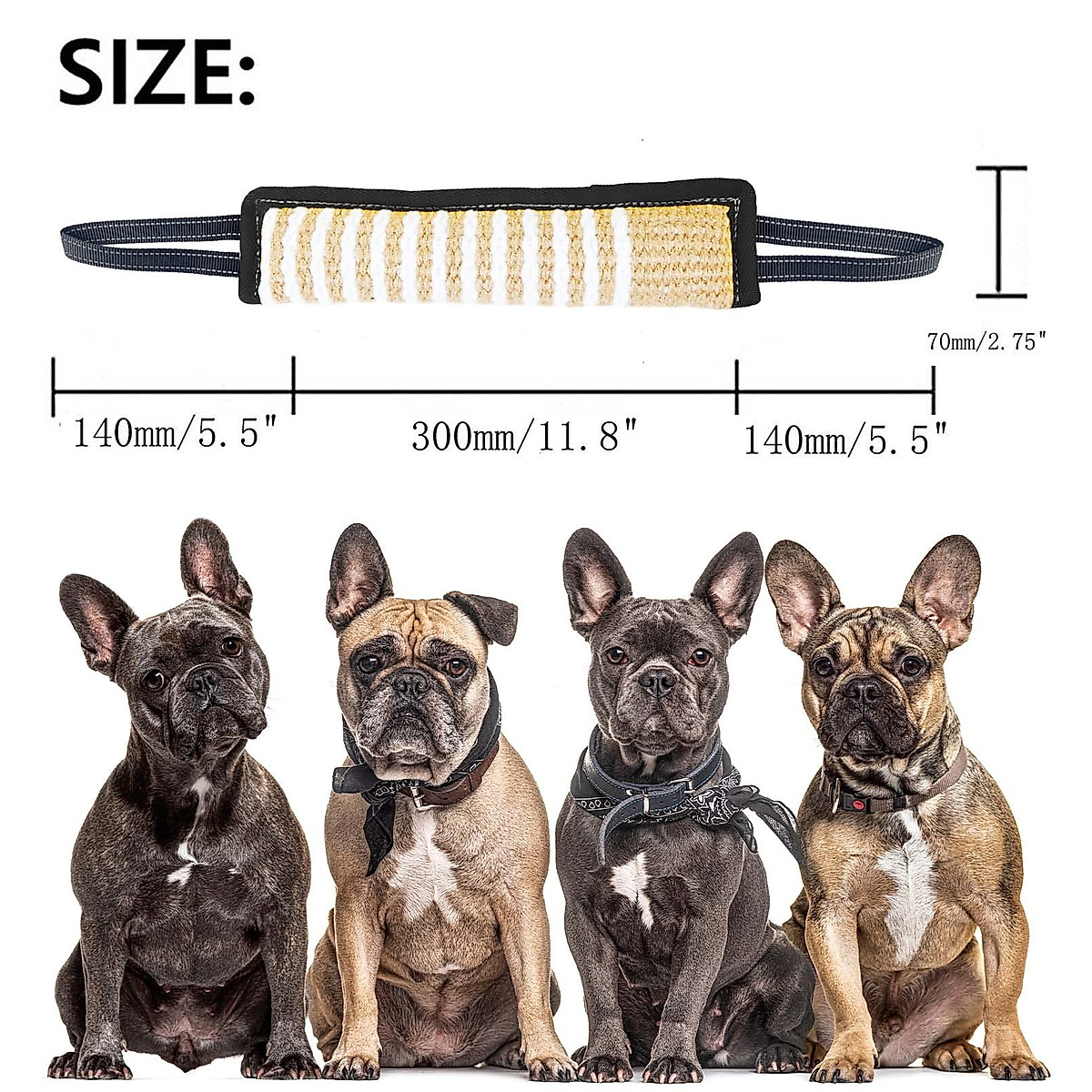 Clysrou Dog Tug Toy Dog，Tough Jute Bite Pillow - Durable, Training Equipment - Puppy to Large Dogs Interactive Toy.