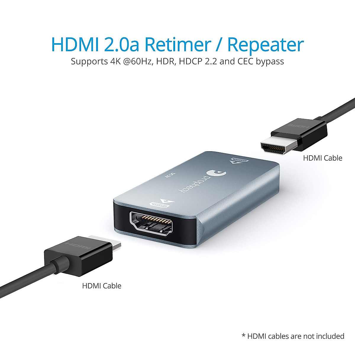 gofanco Prophecy 4K HDMI 2.0 Repeater with Retimer - HDMI Signal Booster/Extender, 4K @60Hz YUV 4:4:4, HDR, HDMI 2.0a, HDCP 2.2, 18Gbps, CEC Pass-Through, Cascading, TAA Compliant (PRO-HDrepeat)