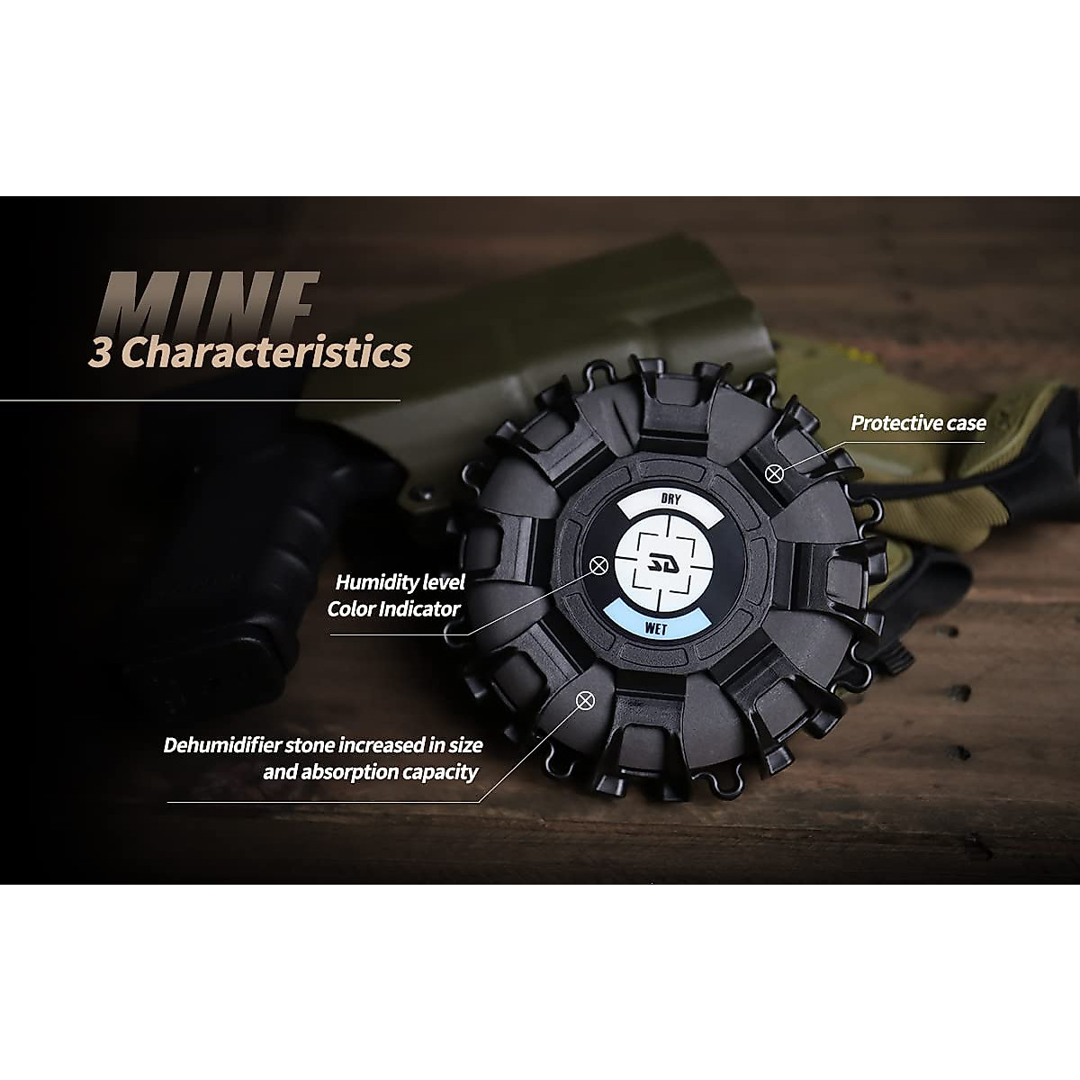 SILENT DRY Renewable Small Safe Dehumidifier Block, Rechargeable Portable Moisture Absorbers for Gun Accessories/Closet/Cabinet/Camera, up to 40L, 1 Pieces, Mine