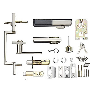 Amazon Basics Grade 3 Electronic Touchscreen Deadbolt Door Lock With Handleset, Satin Nickel Finish, 133mm H Uppper x 294.5mmL lower